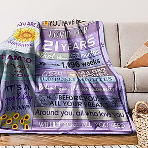 DULNYEI 21st Birthday Gifts for Her Blanket Happy 21st Birthday Decorations for Her 21st Birthday Gift Ideas 21 Year Old Birthday Gifts for Her Best 21st Birthday Gifts Throw Blanket 60×50 Inch