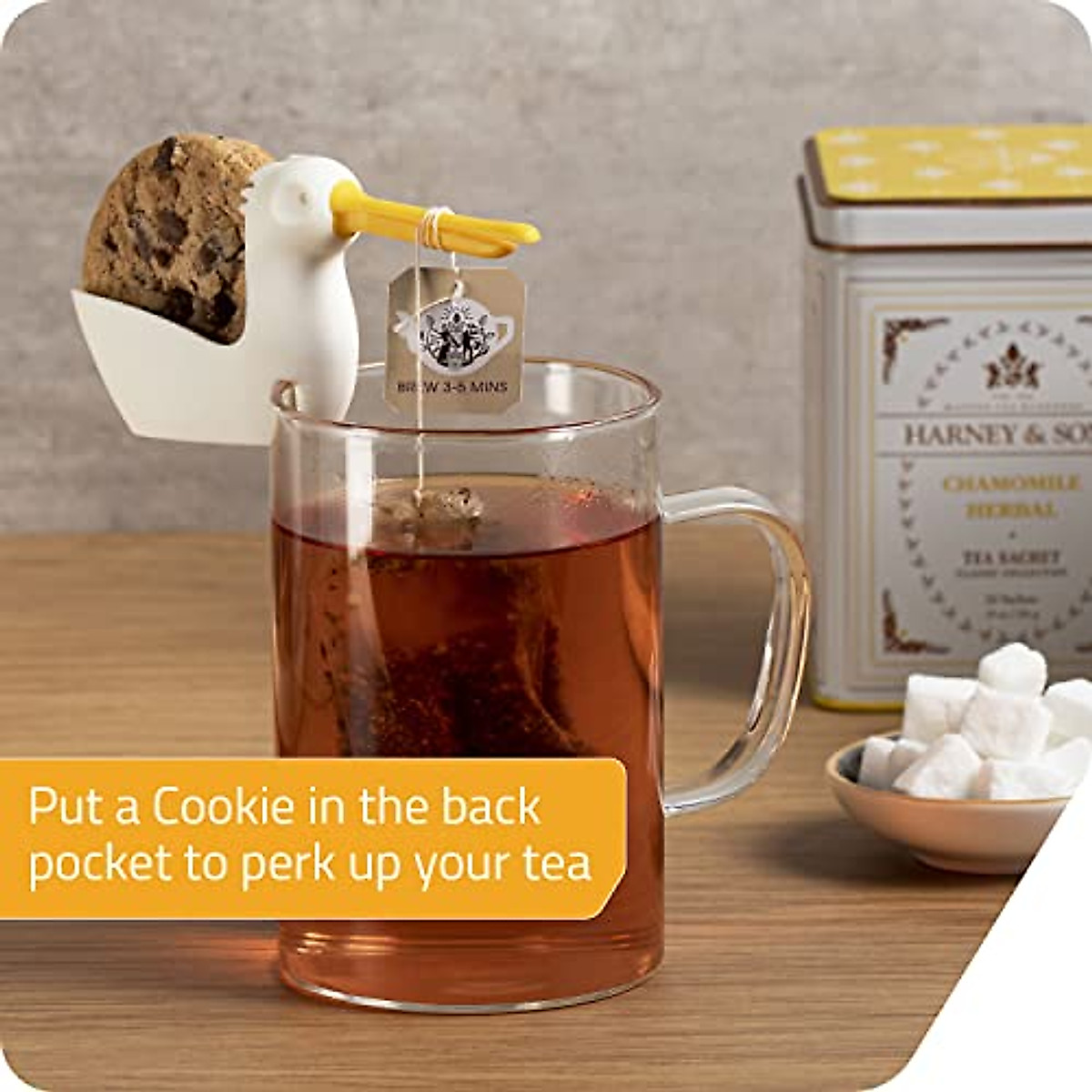 Peleg Design Pelicup: Tea Bag Holder - Fun Pelican-Shaped Tea Bag Holder for Cup w/Tea Bag Rest, Silicone Holder for Tea Bags, Mug Tea Bag Holder, 2.3x4.3x1.2 in, Cute Tea Accessories for Tea Lovers