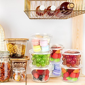 Augshy Deli Food Containers with Lids 12 oz, 40 Sets Food Storage Plastic Containers With Lids Reusable Plastic Containers Free for Soup, Salad, Dessert, Fruit, Meal Prep Leakproof and Microwave Safe