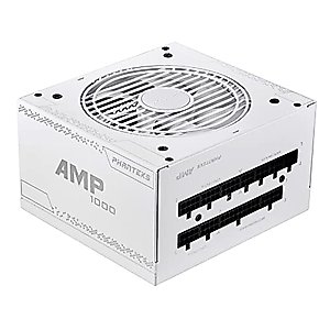Phanteks (PH-P1000G_WT01) AMP Series 1000W 80PLUS Gold White Edition, ATX Power Supply, Fully Modular, Hybrid Mode, Silent fan, Revolt PRO LINK Certified