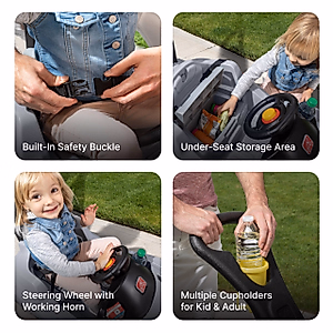 Step2 Whisper Ride Cruiser Kids Push Car, Ride On Car, Seat Belt and Horn, Toddlers 18 - 48 months, Easy Storage, Gray