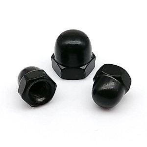 RWRAPS 1/5/10pcs M3 M4 M5 M6 M8 M10 M12 304 Stainless Steel Surface Black Hex Acorn Cap Decorative Cover Semicircle Dome Nut (Size : 10pcs M3)