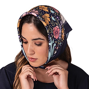 Catholic Veil Head Scarf - Bandana Style Chapel Veils Catholic Mass - Marian Floral Mantilla for Church - Catholic Veils for Women Mass - Velos Para Ir a la Iglesia (Blue)