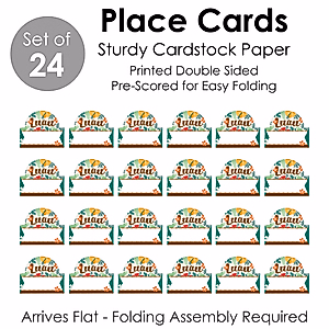 Big Dot of Happiness Tropical Luau - Hawaiian Beach Party Tent Buffet Card - Table Setting Name Place Cards - Set of 24