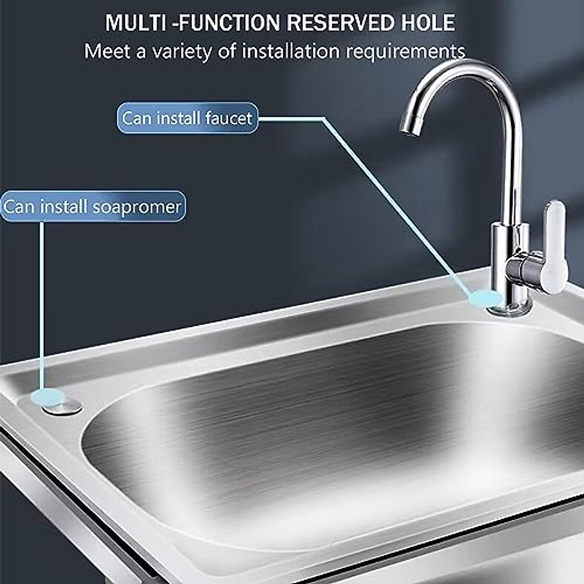 Stainless Steel Freestanding Sink, Outdoor Utility Indoor Laundry Sink, Single Bowl Commercial Restaurant Kitchen Sink, Mobile Portable Sink, for Laundry Garage (Size : 38x32cm/15x12.6in)
