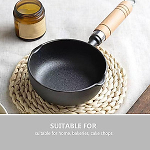 DEARMAMY Wok Small Metal Sauce Pot Iron Sauce Pan Pot with Spout Kitchen Sauce Pan Butter Melting Pot Oil Boil Pot Iron Pan Milk Warm Pan Butter Warmer Pot Metal Sauce Pot with Handle