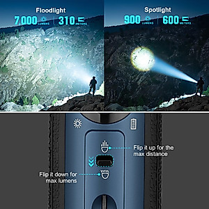 OLIGHT Marauder Mini 7,000 Lumens Bright Flashlight with 600 Meters Beam Distance, Powerful RGB Flashights, Magnetic Rechargeable Lights for Outdoors Work, Hunting, and Searching (Midnight Blue)