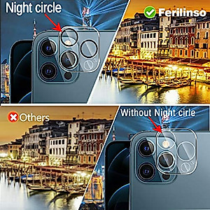 Ferilinso 2 Pack Screen Protector for iPhone 12 Pro Max with 2 Pack Camera Lens Protector [Tempered-Glass] [Military Protective] [HD Clear] [Case Friendly] [Anti-Fingerprint]