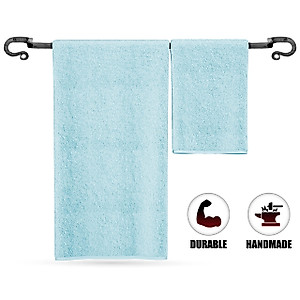 Stur-De Wrought Iron Towel Holder - Rustic Towel Rack for Bathroom or Kitchen, Wall-Mount Black Iron Towel Bar for Bath Towels - Decorative Black Towel Bar for Farmhouse-Style Home - 21 x 3 x 2 Inches