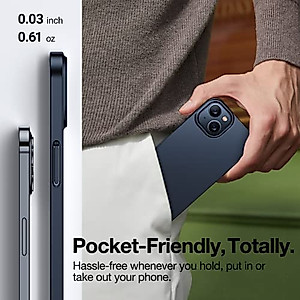 TORRAS Slim Fit for iPhone 14 Case/iPhone 13 Case, Ultra-Thin Sturdy Protective Cover with Anti-Scratch & No Fingerprint Hard Plastic Super Slim Phone Case for iPhone 14/13 (6.1"), Chimney Black