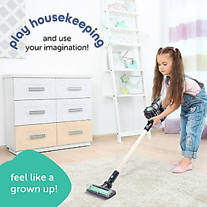 Kids Vacuum, Toy Vacuum Cleaner for Toddler with Lights & Sounds, Cord-Free Pretend Play Housekeeping Vacuum Toys with Working Suction, Great Gifts for Toddlers, Boys and Girls, Ages 3+