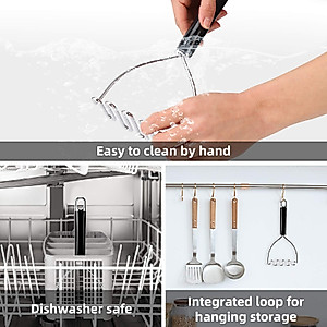 Potato Masher, Potato Masher Stainless Steel, Heavy Duty Mashed Potatoes Masher, Professional Metal Wire Masher Kitchen Tool for Bean, avocado, Vegetable-10.24 inch （Silver）