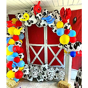 Red Barn Door Backdrop Western Rustic Farm Wooden Door Wall Photography Background BBQ Party Newborn Baby Shower Cowboy Girl Birthday Decorations 7x5FT