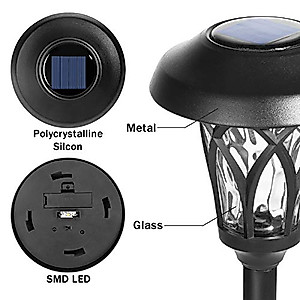 GIGALUMI Solar Pathway Lights Outdoor 6 Pack, Solar Garden Lights Warm White, Black Super Bright High Lumen Waterproof Metal Automatic Solar Lights for Path, Garden, Lawn, Patio and Walkway