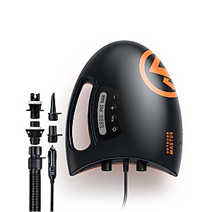 OutdoorMaster Shark High Pressure SUP Pump - Electric Air Pump with 20 PSI Active Cooling System Dual Stage Inflation & Auto-Off for Inflatable Paddle Board, Boats, Water Sports -2nd Gen
