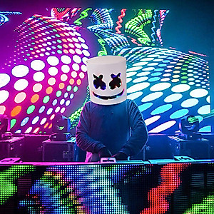 Omaky Halloween LED DJ Mask Music Festival Full Head Light Up Masks for Man Women Kids Thanksgiving Christmas Halloween Party