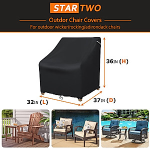 STARTWO Patio Chair Covers Outdoor Furniture Covers Waterproof Fit for 32" Lx 37" W x 36" H, Lounge Deep Seat Cover, Heavy Duty Chair Covers for Lawn Furnitures, Black