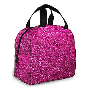 SHENGBAO Lunch Bag Pink Sparkly Glitter Lunch Box Insulated Bag Tote Bag For MenWomen Work Travel, one size