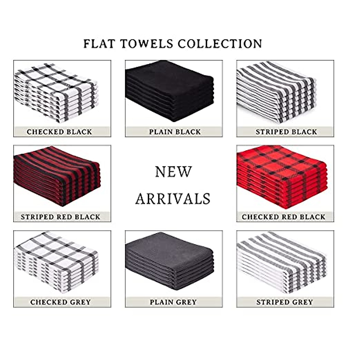 6 Pack Red Cotton Dish Towels - 16 X 27 Inch - Kitchen Towel Linen - Classic Farmhouse Dish Towels - Cotton Tea Towels - Black Striped Dish Towels - Striped Cotton Towels, Reusable, Red & Black