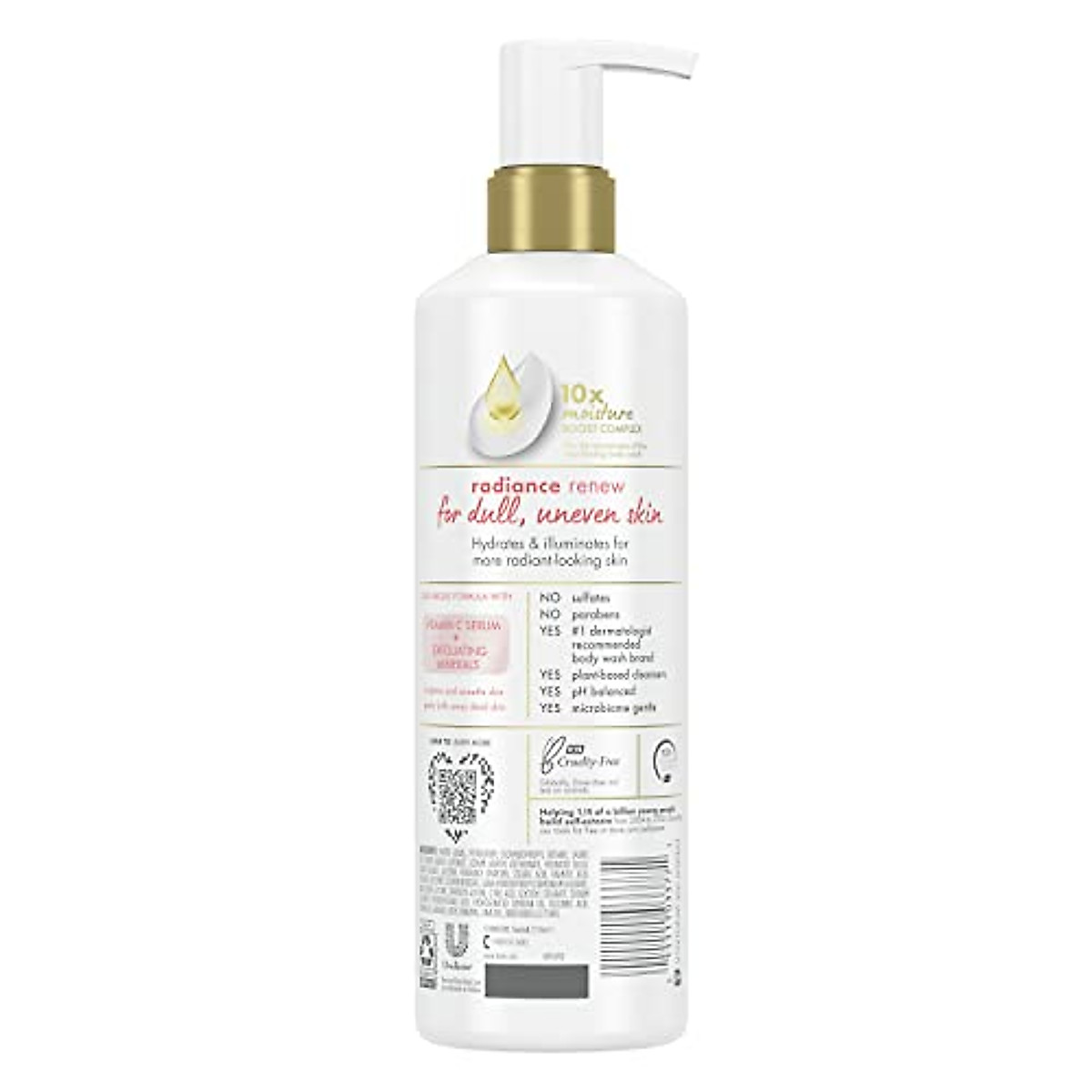 Dove Body Love Body Cleanser Radiance Renew 4 Count For Dull Skin Exfoliating Body Wash with Vitamin C Serum 17.5 fl oz