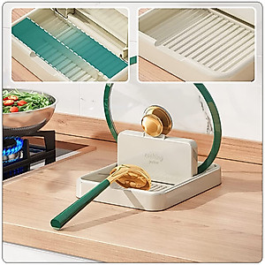 UPKOCH Pot Lid Holder Kitchen Lid Holder White Plastic Foldable Shovel Kitchen Spoon Rest