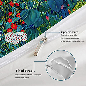 Wewoo Home Floral Duvet Cover Set Abstract Green Layered Flower Blossom Botanicals Design by Gustav Klimt Bedding Soft Bedding Accessories Queen