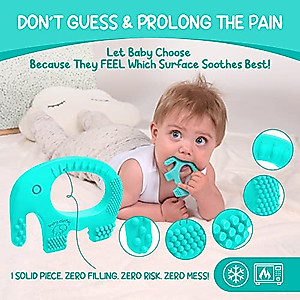 BABY ELEFUN Teething Toy Ring, Effective & Easy to Hold BPA Free Silicone Elephant Teethers with Gift Package, Teether Rings Toys Best for Babies 0-6, 6-12 Months, Infant Boys & Girls, Baby Shower
