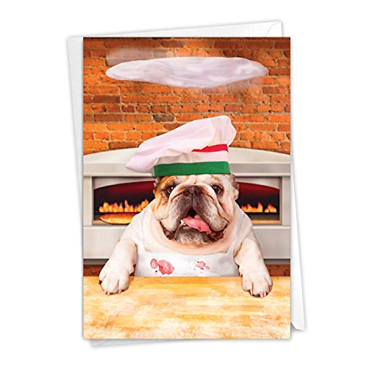 NobleWorks - 1 Adorable Birthday Card Funny - Pet Dog Animal Humor, Bday Notecard with Envelope - Pizza Dog C3208BDG
