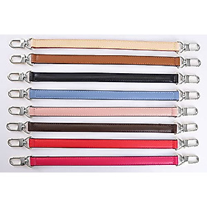 Genuine Leather Plain Strap Replacement Top Handle Leather Strap for Neonoe Handbag(Black-Silver Lock)