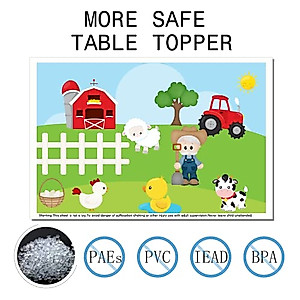 Disposable Stick-on placemats(Individually Wrapped) for Baby&Toddler&Kids, Sticky Table Cover placemats for Restaurant/Travel, Waterproof Cover 12''x18''（Farm Pattern）