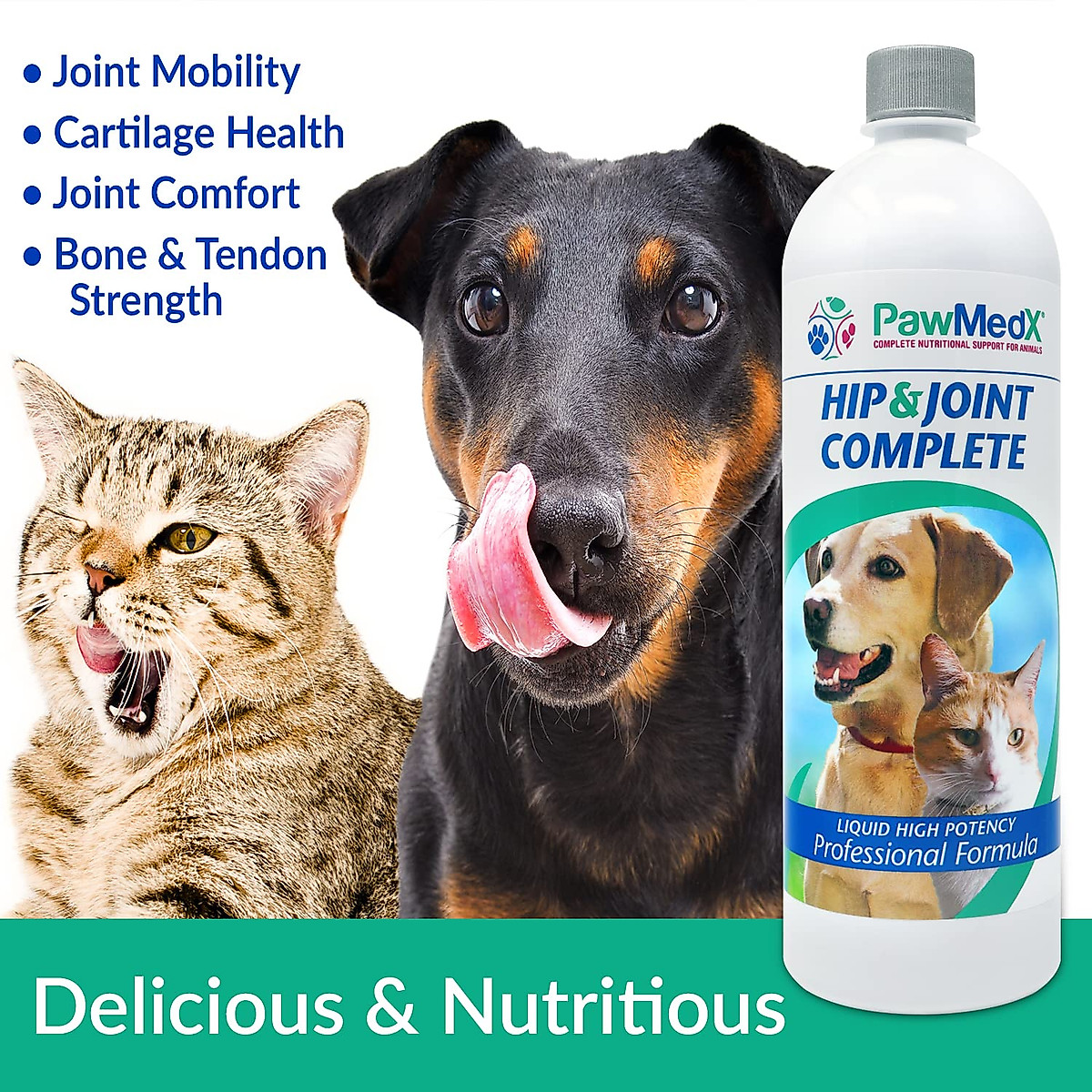 Liquid Glucosamine for All Dogs by Eniva | Hip, Joint, Bones & Teeth, Professional Extra Strength Liquid, Glucosamine, Chondroitin, MSM, Collagen, VIT C, Calcium, Antioxidants | USA Made– 32oz