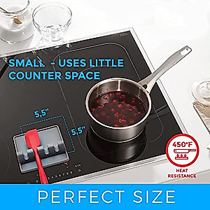 Cheer Collection Silicone Utensil Holder, Heat Resistant Spoon Rest for Kitchen Counter, Spoon Holder for Stove Top with Drip Pad for Spoons Ladles Tongs, Dishwasher Safe Kitchen Gadgets Holder