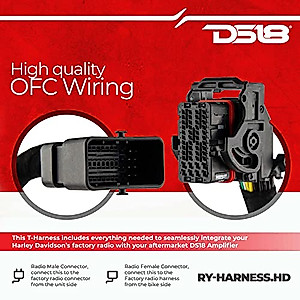 DS18 RY-Harness.HD Harley Davidson Plug and Play Harness for Amplifiers, 4 Channel RCA Pre-Output Ready to Use - Great for Upgrade Your Motorcycle Sound System