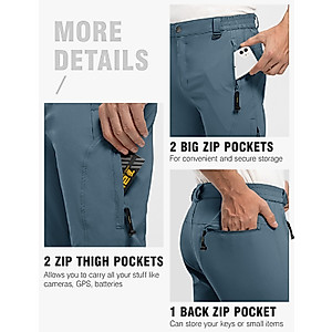 TBMPOY Men's Lightweight Hiking Pants Quick Dry Mountain Fishing Camping Travel Outdoor Pants Thin Stone Blue M