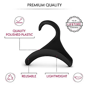 Bag-a-Vie Purse Hanger for Closet - Handbag Organizer Hooks for Hanging Bags & Purses, Protecting Bag Shape & Organizing Space (3 Hangers, Black Plastic)