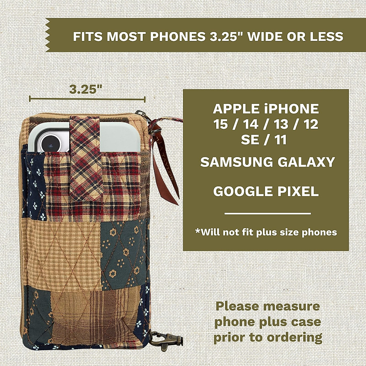 Bella Taylor Cell Phone Wristlet Wallet for Women with Smartphone Pocket and RFID Protection, Primitive Patch Navy Patchwork