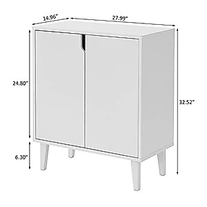 White Coffee Bar Cabinet, Farmhouse White Accent Sideboard Buffet Storage Cabinet for Kitchen, Dining Room, Living Room, Hallway