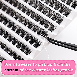 Ahrikiss Lash Clusters 120pcs Lash Extension D Curl Cluster Lashes Wispy Individual Lashes Natural Look 8-16mm Eyelash Clusters DIY Lash Extensions Soft Lash Extension Clusters FD28