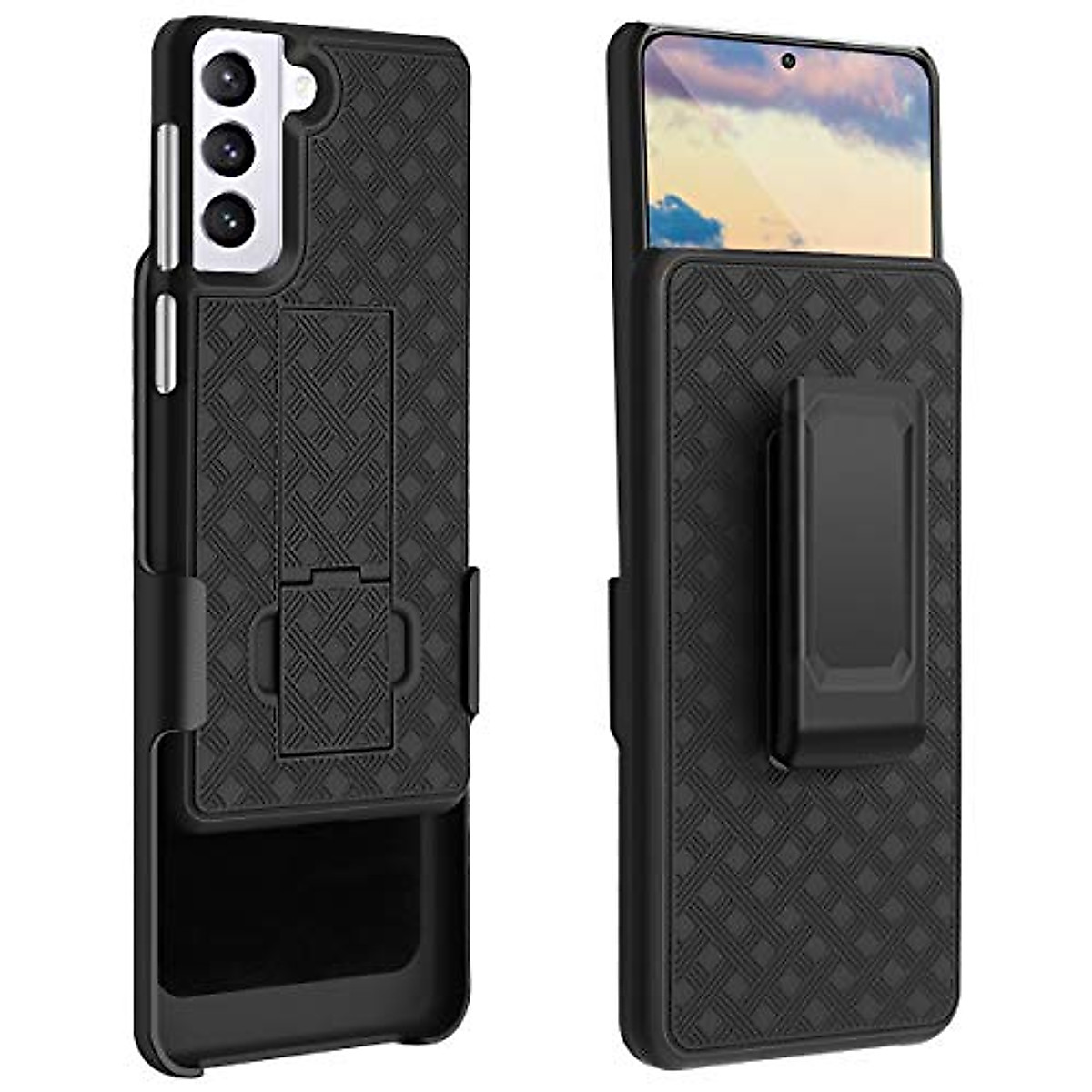 Fingic Galaxy S21 Case, Samsung Galaxy S21 Case Holster Case Combo Shell Slim Rugged Case with Built-in Kickstand Swivel Belt Clip Holster Shockproof Cover for Samsung Galaxy S21 6.2 inch 2021, Black