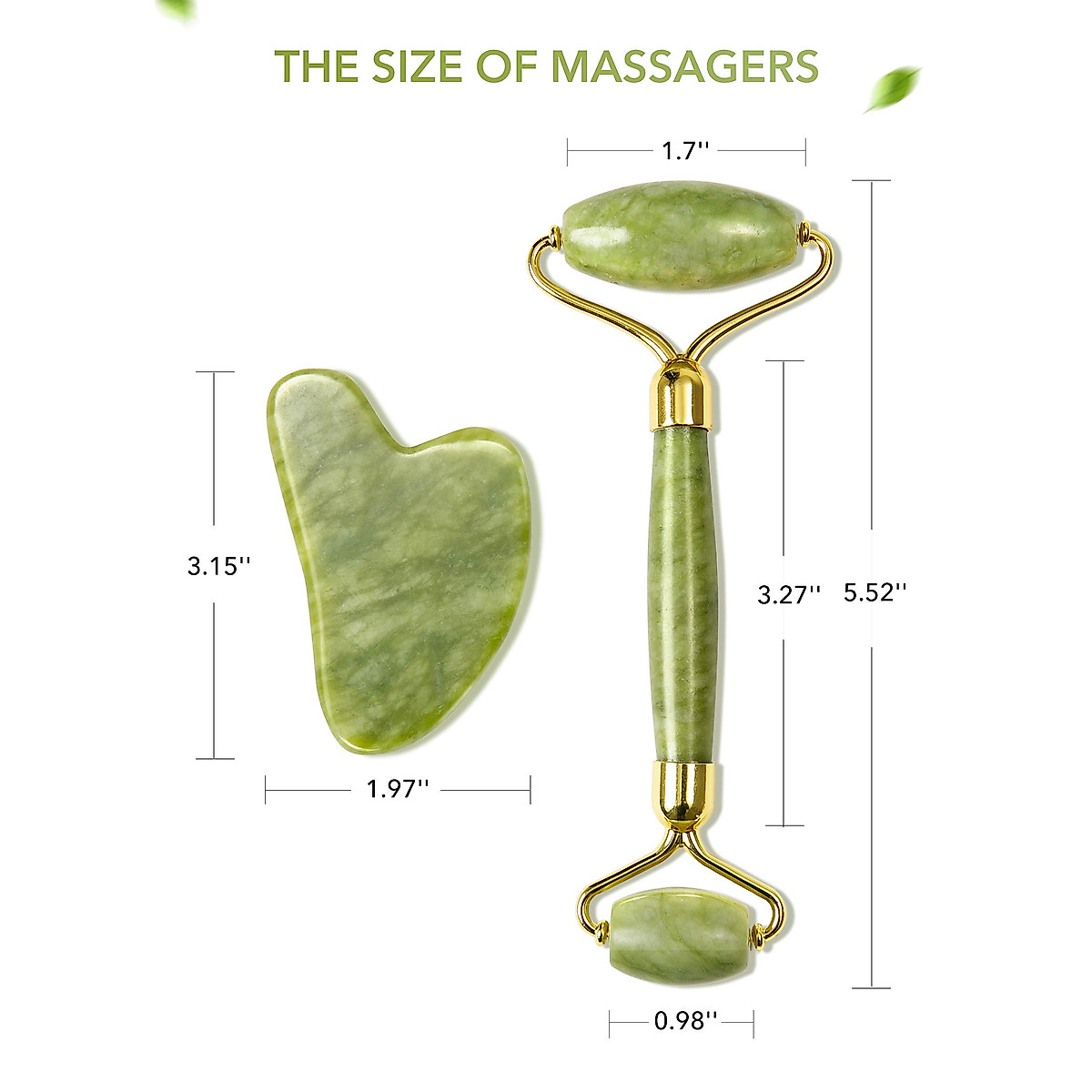 HANABEE Authentic Jade Roller for Face Gua Sha Facial Tools Face Roller Skin Care Facial Roller for Puffiness -Jade