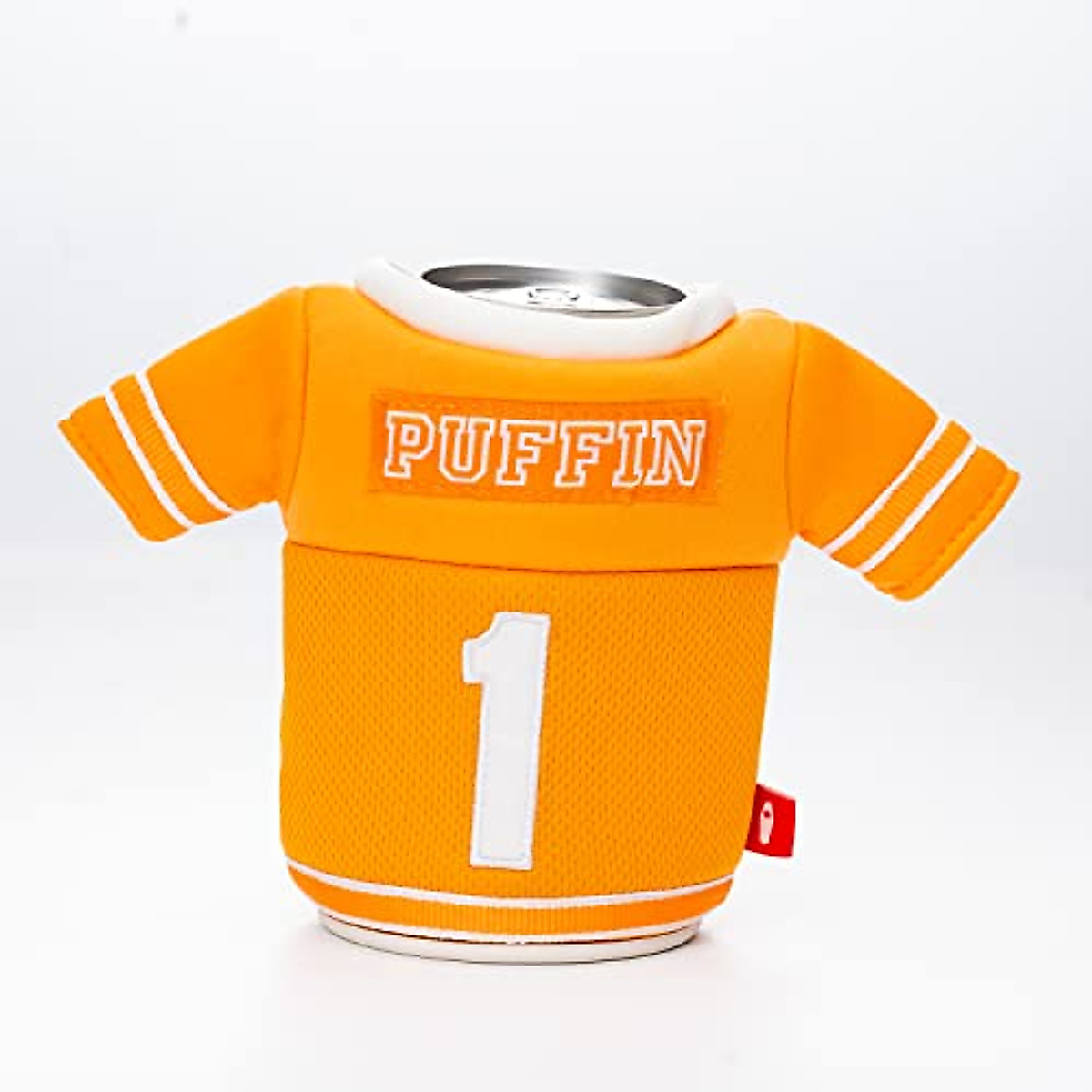 Puffin The Gridiron Beverage Jersey, Insulated Can Cooler, Tangerine/Sandy White