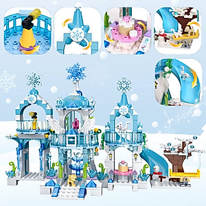 Dream Girls Princess Castle Building Blocks Ice Castle Building Toys for Girls, Ice Palace with 2 Princess Mini-Dolls Friends Sets Christmas Birthday Gift STEM Playset for Kids Age 6-12 477 Pieces
