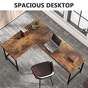 Tribesigns L-Shaped Desk, 67 inch Industrial Reversible Corner Computer Office Desk PC Laptop Study Table Workstation with Metal Pipe Legs for Home Office (Rustic Brown)