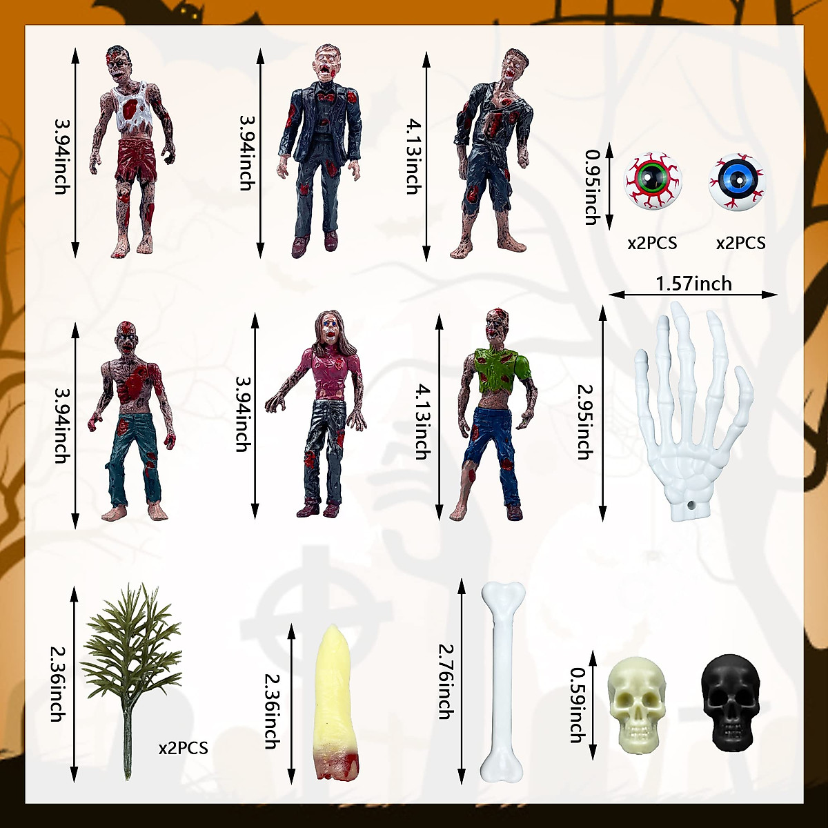 17 PCS Zombie Cake Decoration Zombie Cake Toppers Zombie Figure Themed Party Decorations for Birthday Weeding Party Cake Decorations