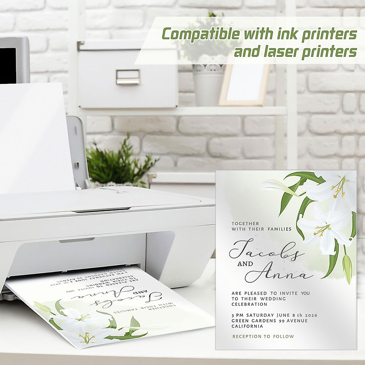 120 Sheets White Shimmer Cardstock 8.5x11, 92 lb Metallic Cardstock Paper White Cardstock Thick Paper for Crafts, Cards Making, Invitations, Printing, Certificates, Scrapbook Supplies