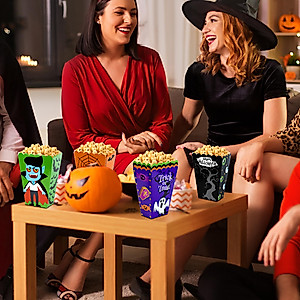 Halloween Popcorn Boxes 24 PCS Trick or Treat Snack Boxes Candy Cookie Container Decorations Halloween Party Supplies