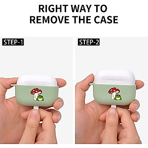 MAYCARI Lovely Frog Mushroom Case for AirPods Pro with Keychain, Cute Animal Design Protective Soft TPU Cover Compatible with AirPods Pro Charging Green Case for Women Girls