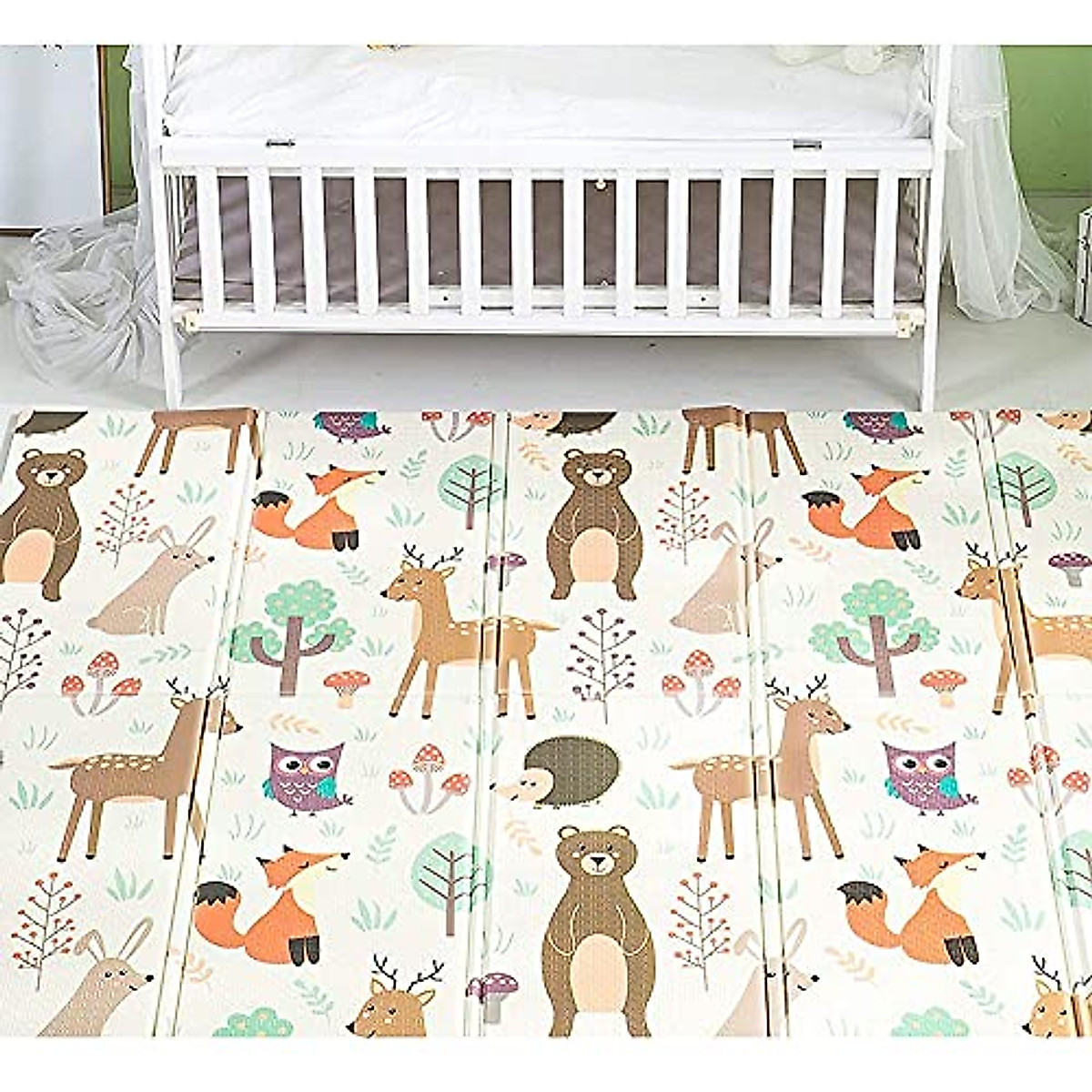 Baby Play Mat Palymat Foldable 78" X 59" X 0.4" LXIAOY Extra Large Crawling Pad Non-Toxic Foldable Waterproof Portable for Outdoor and Travel for Infants, Babies, Toddlers,(59x78x0.4inch)