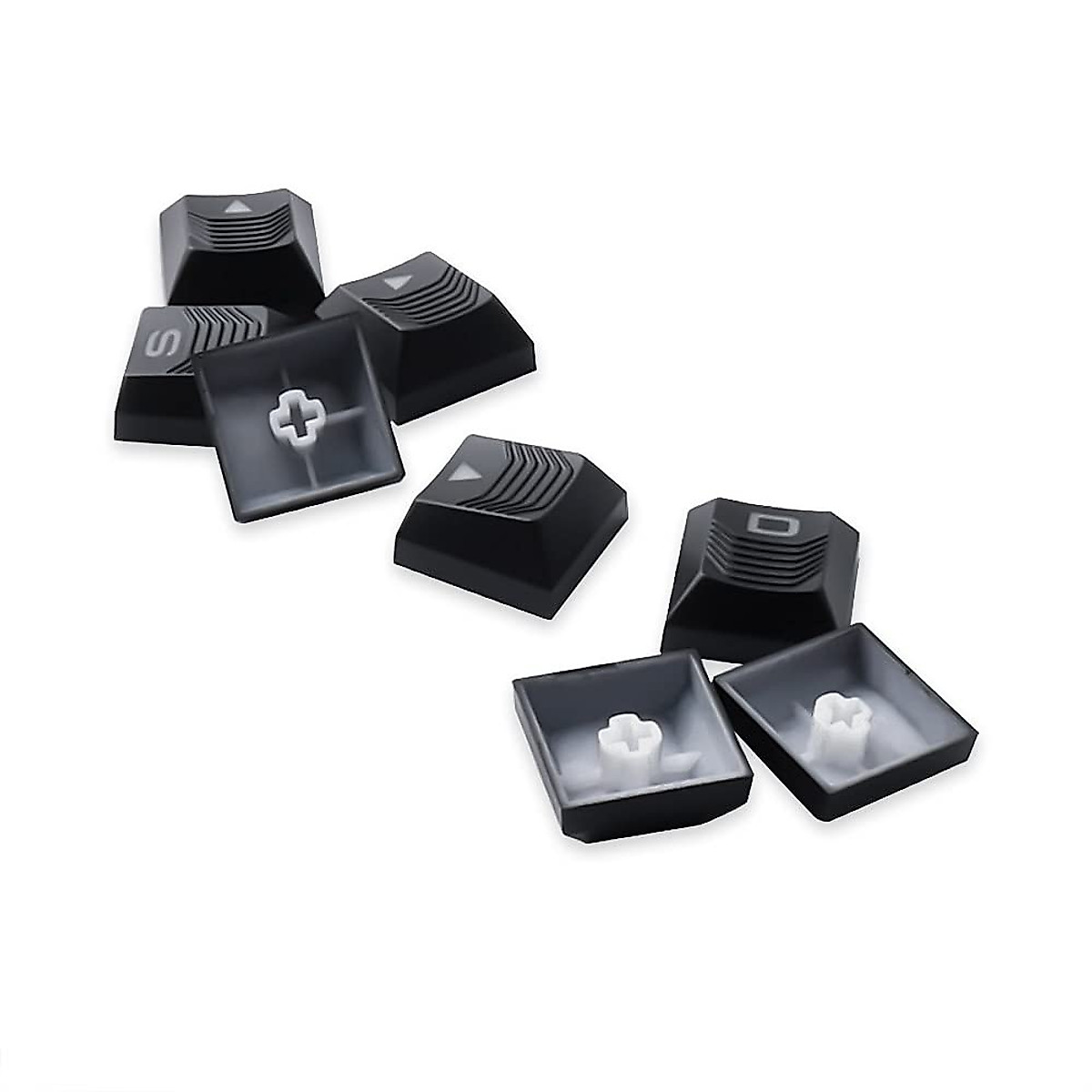 HUYUN Texture Tactility Backlit Keycaps Replacement for Cherry 2.0/5.0/6.0/9.0 Alienware AW510K/ikbc S200/K70 RGB MK.2 LP Low Profile Keyboard (Black)