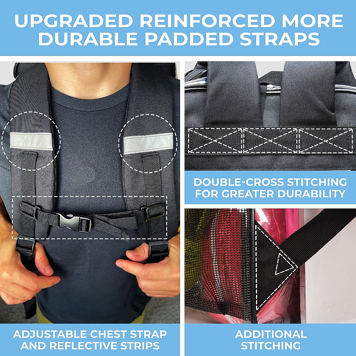 SHYLERO Clear Backpack For Work XL - Heavy Duty School Bookbag has TSA Lock, 2-WAY Zip, Transparent PVC - H18''xW14''xD8